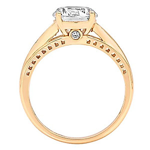 Clara Pucci 2.21 ct Round Cut Genuine Lab Grown Diamond SI1-SI2 J-K 14K Yellow Gold Bridal Wedding Engagement Designer Ring size 3.5