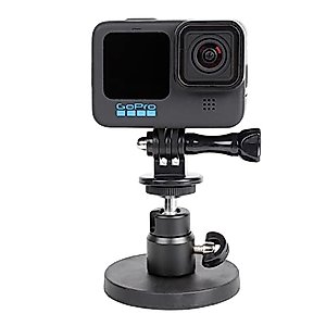 PellKing Magnet Camera Mount for GoPro Insta360 Akaso DJI Action ,with Rotation Ball Head Super Strong Rubber Coating Neodymium Magnet for Car, Attaches to Steel or Other Magnetic Surfaces