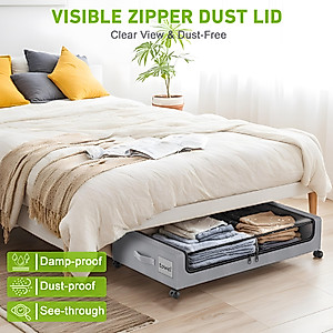 YAASHEEN Under Bed Storage with Wheels, 2Pack Under Bed Storage Containers,Under Bed Shoe Storage Organizer with Clear Window&Label,Rolling Under Bed Storage Metal Drawer for Clothes,Shoes,Toys