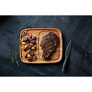 Ironwood Gourmet Fort Worth Steak Plate with Juice Channel, Acacia Wood 13 x 11 x 0.75 -inches