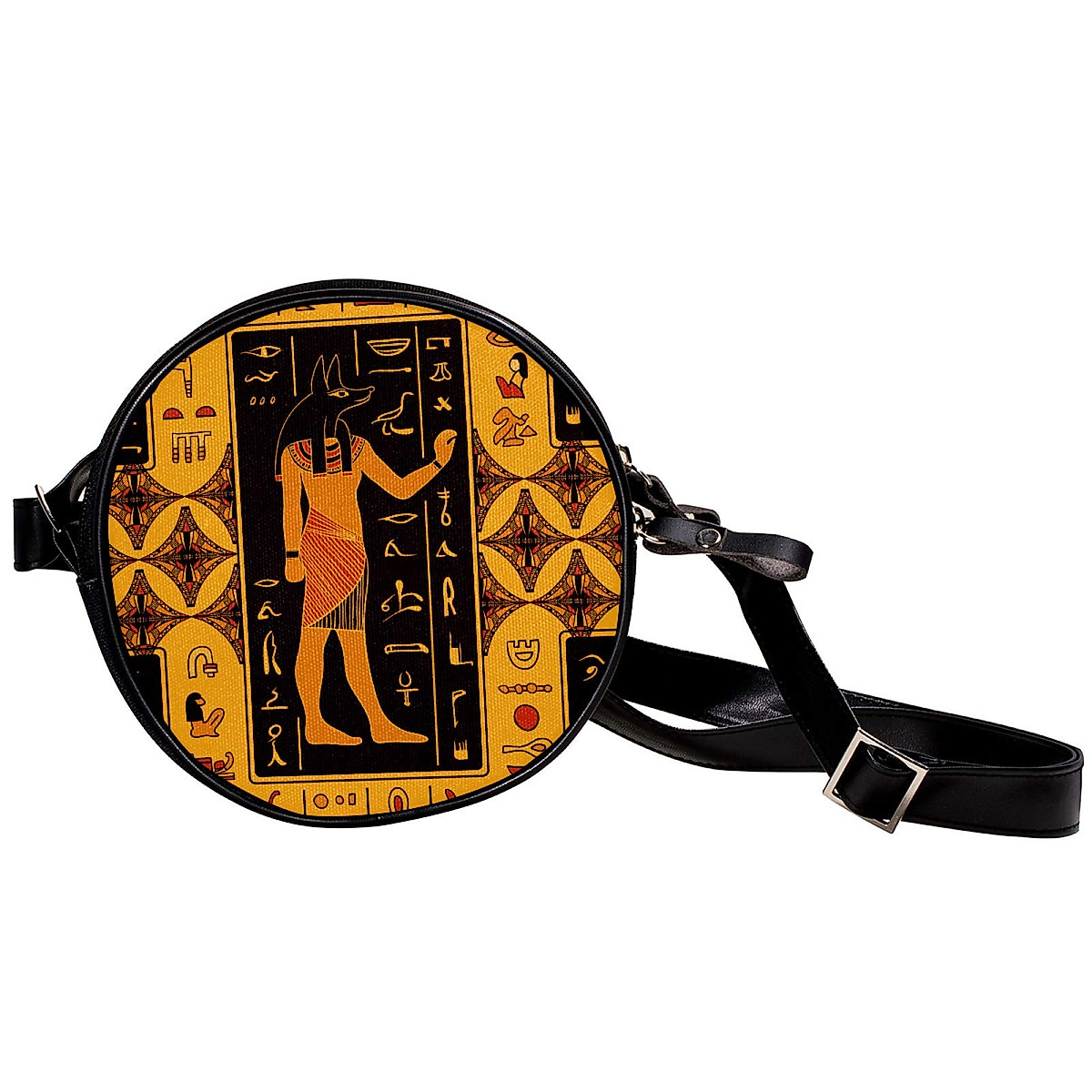 Egyptian Gods And Hieroglyphs Canvas Crossbody Bag Round shoulder Bag Circle Purse