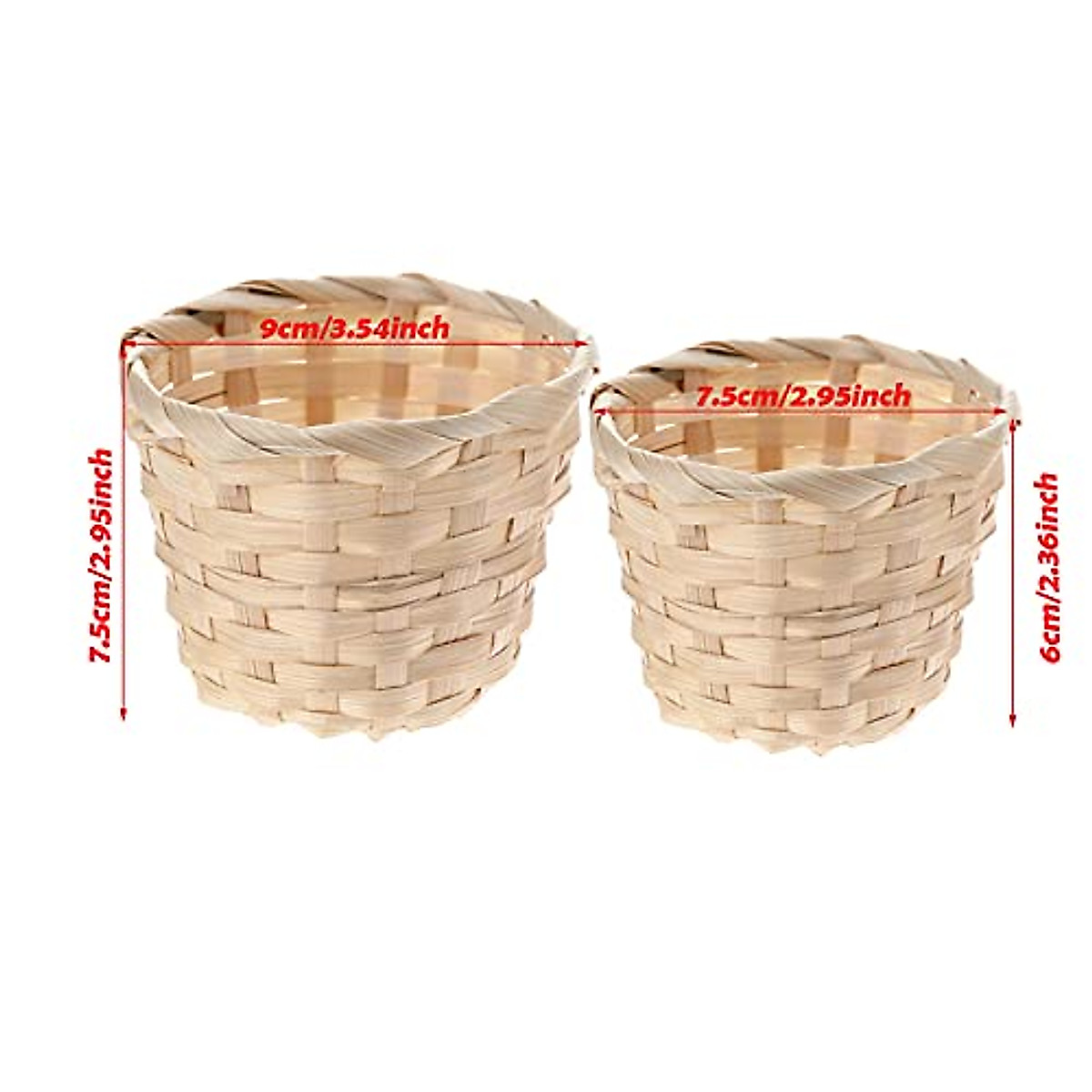 YAIKOAI 4 Pieces Small Hand-Woven Wicker Storage Baskets Desktop Bamboo Weaving Decorative Basket Wood Organizers Container for Storing Books Album Cosmetics Bouquet Keys, Small