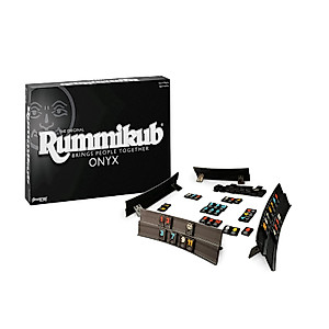 Rummikub Onyx Edition - Sophisticated Set with Unique Black Rummikub Tiles and Vibrantly-Colored Engraved Numbers by Pressman, Multi Color