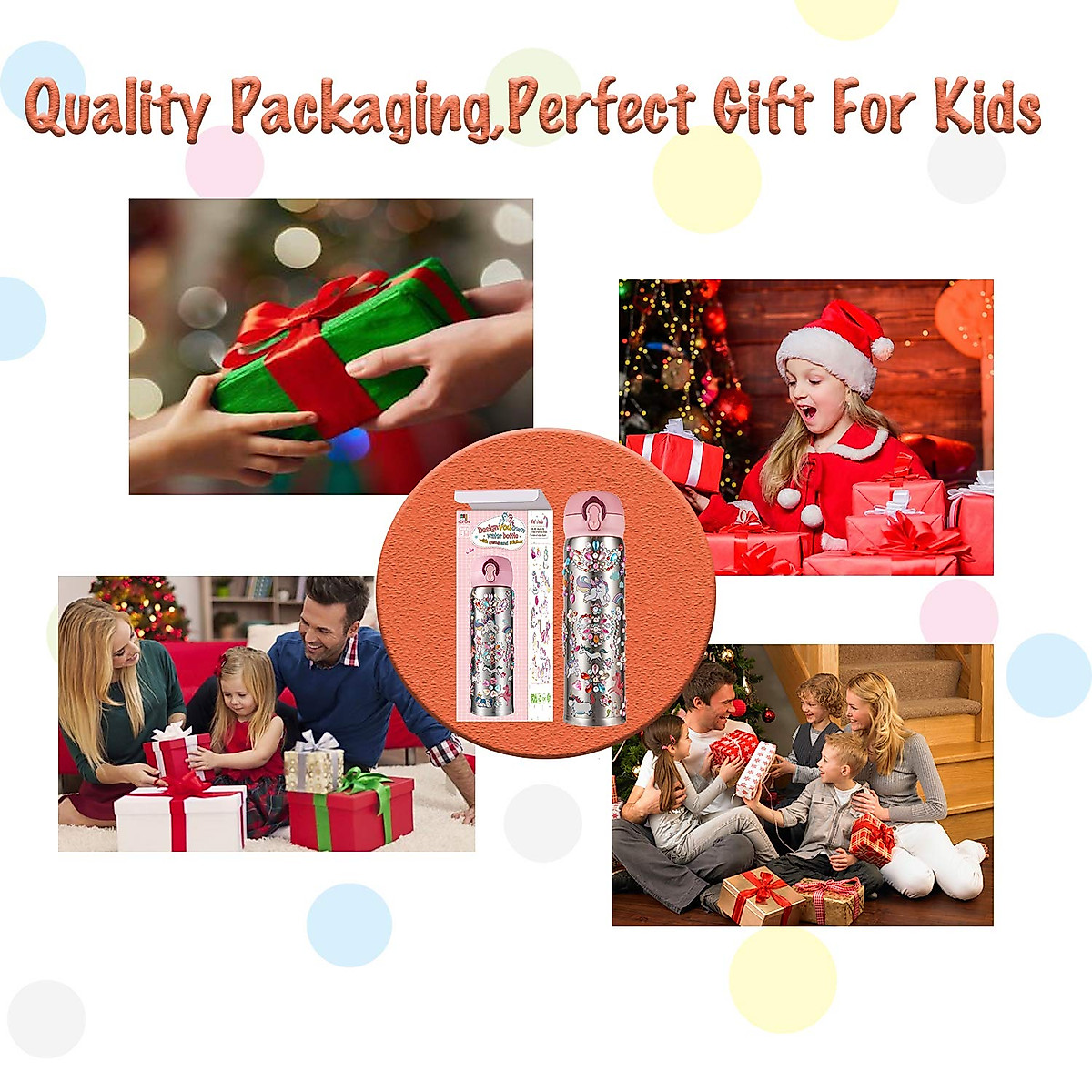 YOFUN Decorate Your Own Water Bottle with 11 Sheets of Unicorn Stickers & Glitter Gems, Craft Kit & Art Kit for Children, Gift for Girls Age 4 5 6 7 8 9 10 Years Old Kids, BPA Free Insulated (Silver)