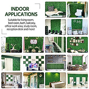 Topeakmart Artificial Boxwood Panels with Little White Flowers, Boxwood Greenery, Privacy Hedge Screen UV Protected for Home Garden Office Patio Wedding Parties Indoor Outdoor Wall Decor 20x20 6PCS