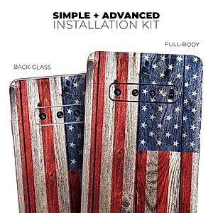 DesignSkinz Wooden Grungy American Flag | Protective Vinyl Decal Wrap Skin Cover Compatible with The Samsung Galaxy S20 Plus (Full-Body, Screen Trim & Back Glass Skin)
