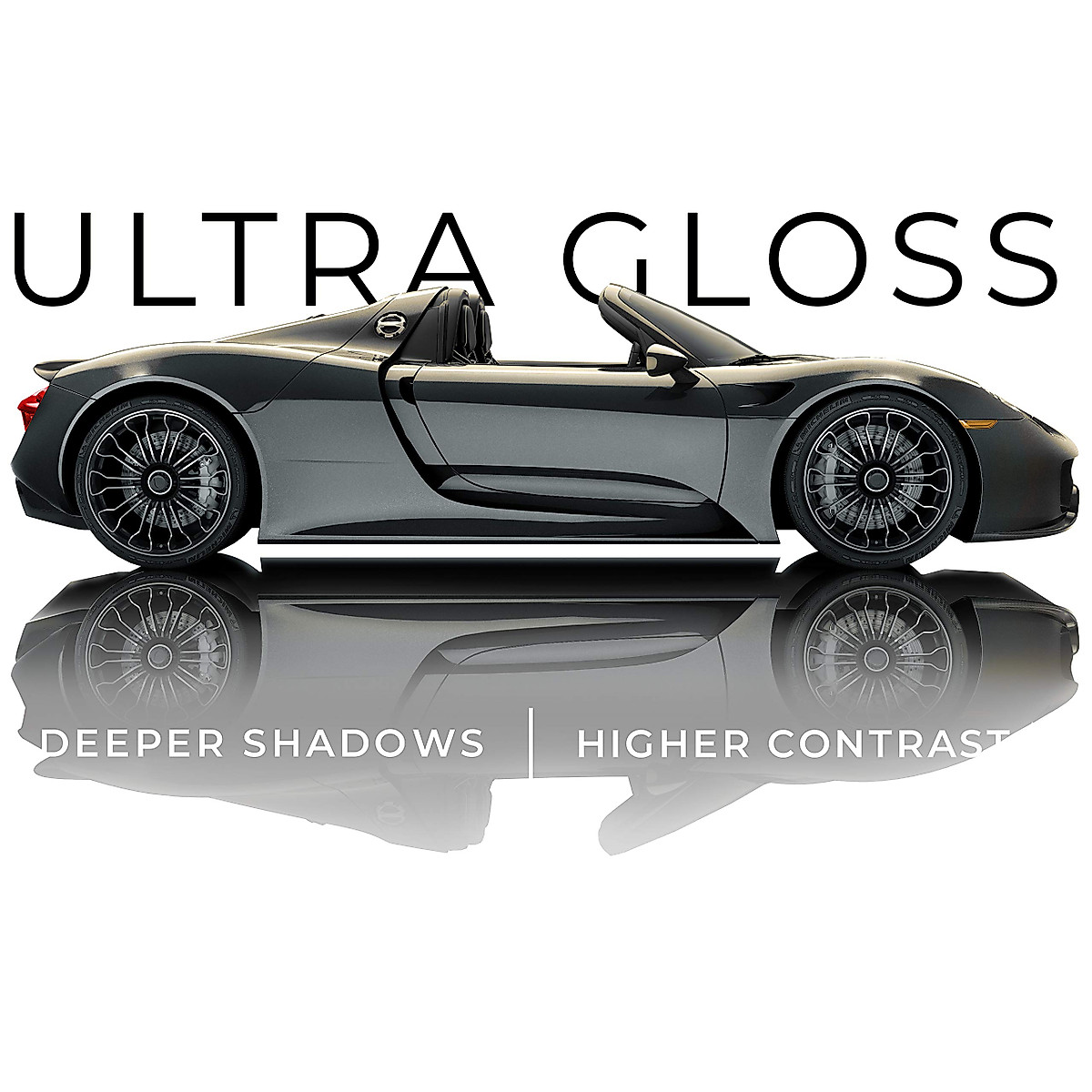 VViViD+ Ultra Gloss Candy Charcoal Grey Vinyl Car Wrap Premium Paint Replacement Film Roll with Nano Air Release Technology, Stretchable Protective Cap Liner, Self Adhesive (1ft x 5ft)