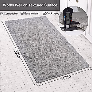 SONGZIMING Shower Mat Non Slip Without Suction Cups, 32x17 Inch, PVC Loofah Bath Mat for Textured Tub Surface, Bathroom, Bathroom, Quick Drying (Grey)