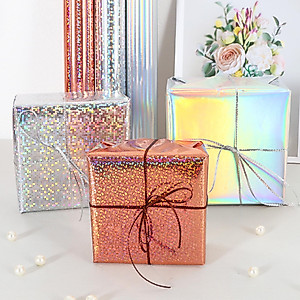 BEISHIDA Metallic Gift Wrapping Paper Iridescent Wrapping Paper Roll Foil Gift Wrap Paper, Packing Paper for Wedding,Birthday,Graduation,Christmas Wrapping Paper(17inchesX32.8ft)