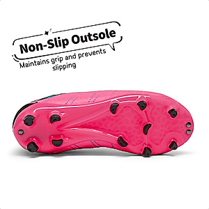 DREAM PAIRS Boys Girls Soccer Football Cleats Shoes for Little Kid/Big Kid,Size 10 Toddler,Fuchsia/Black/Cyan,160471-K