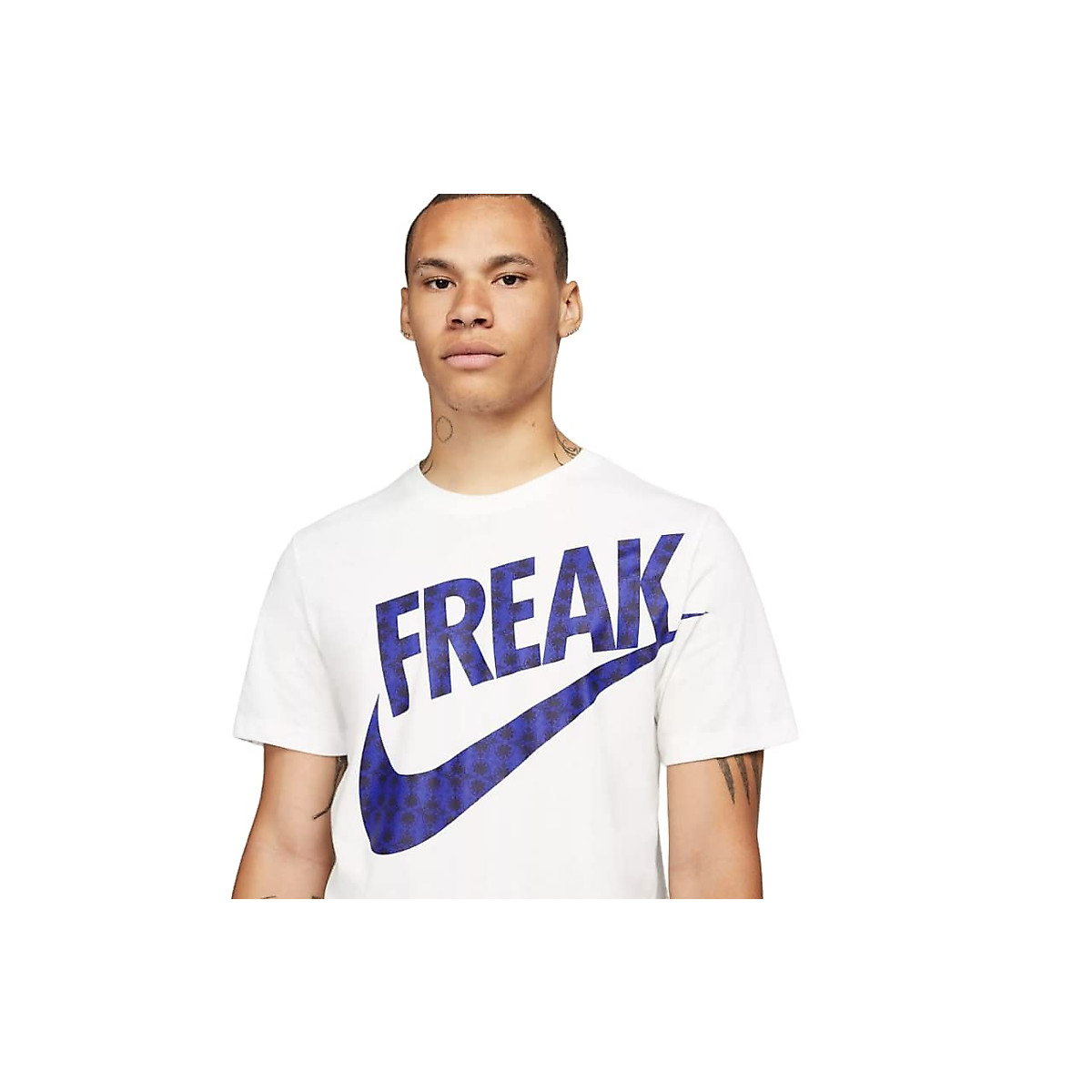 Nike Sportswear Men's T-Shirt (US, Alpha, Small, Regular, Regular, White/Blue)