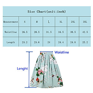 Taydey A-Line Pleated Vintage Skirts for Women (XL, Y-Red Polka dot)