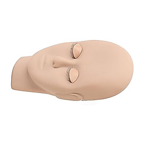 Makeup Face Board Grafting Eyelashes Silicone Practice Template Rubber Mannequin Facial Training Model Practice Faceboard (Light Brown)