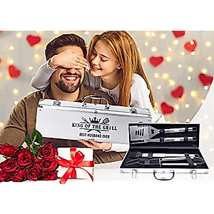 Valentines Day Gifts for Husband Personalized Unique Valentines Day Gifts for Him Husband, Grilling Men V Day Gift from Wife Stainless Steel BBQ Tool Gift for Husband Birthday Anversary Heavy Duty Set