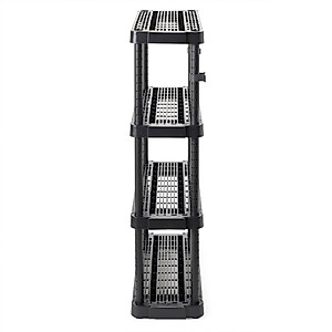 Gracious Living 4 Shelf Adjustable Height Medium Duty Storage Unit 14 x 32 x 54.5" Organizer for Home, Garage, Basement, & Laundry, Black (2 Pack)