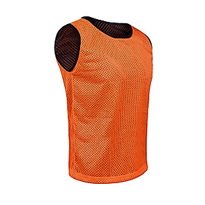 Athllete Reversible Basketball Jersey (Set of 6 + Free Carry Bag) Basketball Jerseys, Youth Basketball Jersey (Flame Orange/Black 6 Jerseys, Small)