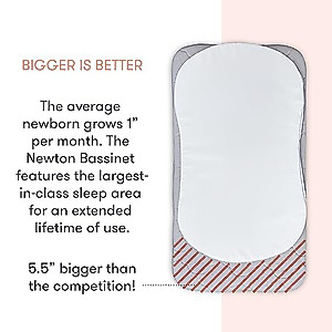 Newton Baby Bassinet & Bedside Sleeper with Mattress & Sheet - 100% Breathable & Washable, Removable Dual-Layer Cover | Solid Birch Frame Adjustable Height & Infant Access Opening | Bedside Bassinet