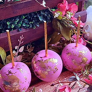 ALINK Biodegradable Rose Gold Paper Straws Bulk, Pack of 100 Metallic Foil Striped/Wave/Heart Straws for Birthday, Wedding, Bridal/Baby Shower, Christmas Decorations and Party Supplies