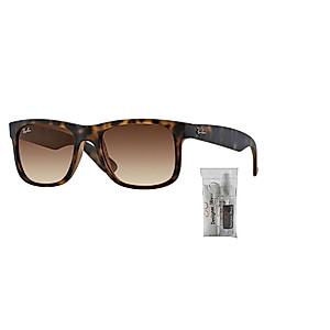 Ray-Ban RB4165 JUSTIN 710/13 55M Rubber Light Havana/Brown Gradient Square Sunglasses For Men For Women + BUNDLE with Designer iWear Eyewear Kit