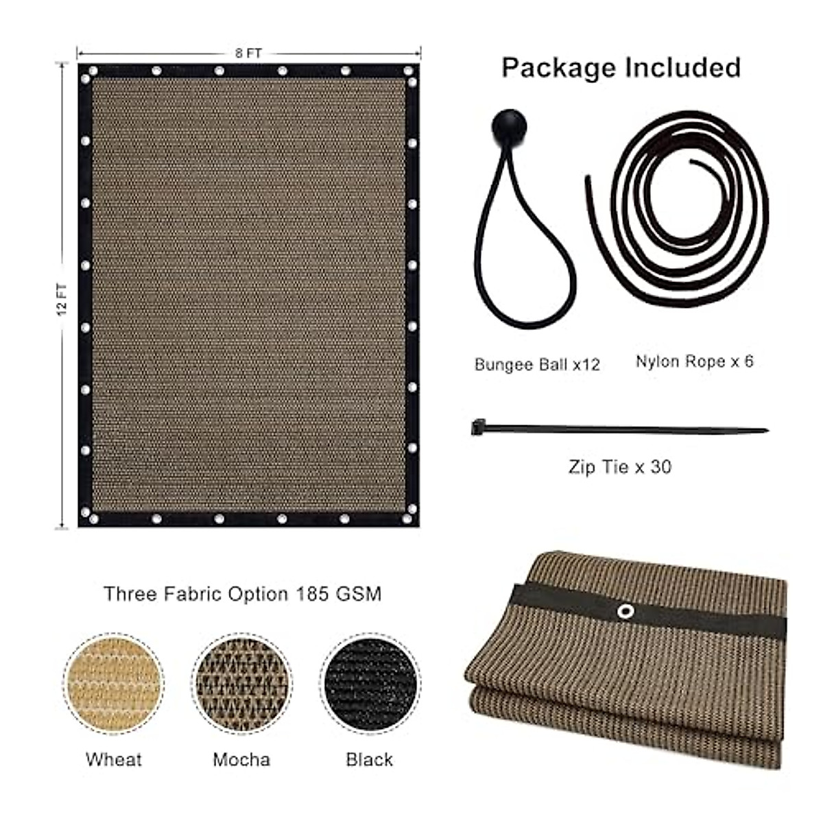 Artpuch Pergola Shade Cover 10'X12' Outdoor Sun Shade Cloth with Grommets Shade Tarp for Patio, Carport, Backyard