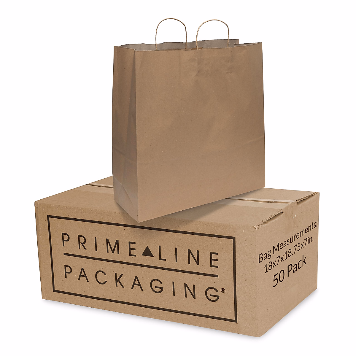 Brown Paper Bags with Handles - 18x7x18.75 Inch 100 Pack Large Plain Brown Paper Bags, Durable Kraft Paper for Retail Stores, Small Business, Shopping, Crafts, Gifts, Grocery items, in Bulk
