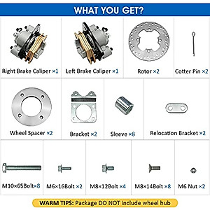Front Disc Brake Conversion Kit for Honda Fourtrax 300 Rancher 350 Foreman 400 450 Rubicon 500 Rincon 650 TRX 300 350 400 450 500 650（Only fit for 12" and above wheel / Not for OEM aluminum wheel)