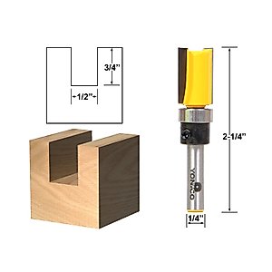 YONICO Router Bits Pattern Bit Flush Trim Set 4 Bit 1/2-Inch Diameter 1/4-Inch Shank 14422q