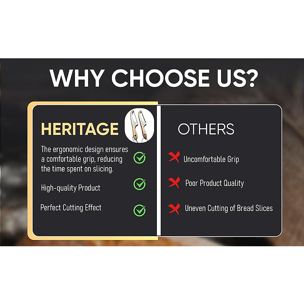 Generic Heritage Cutlery Bread Knife for Homemade Bread - Time-Saving & Easy Slicing - Perfect Bread Cutter for Sourdough Bread - Premium Finish, Ergonomic Design, No Mess, Large, Brown