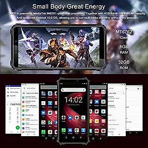 OUKITEL WP5 Rugged Cell Phones, 8000mAh Battery IP68 Waterproof Android 10 Rugged Smartphone, Triple Camera 4GB+32GB 5.5" HD+ Screen Face ID Fingerprint Dual Sim 4 LED Flashlight GSM 4G Black