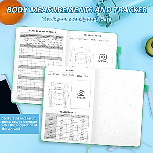 EPEWIZD Fitness Journal Hardcover 6- Month Workout Planner Undated Workout Log Book Home Gym Accessories for Women and Man(Green)