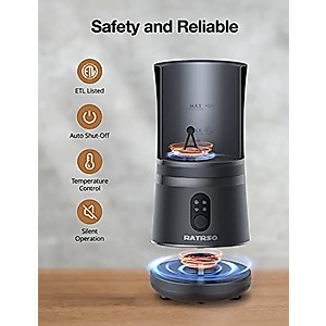 RATRSO Milk Frother, Electric Milk Steamer Soft Foam Maker with Two Whisks for Frothing and Heating Milk, 4 IN 1 Multifunction for Hot & Cold Froth, Automatic off & Easy Cleaning