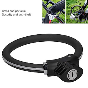 5.5in Bike Lock Cable with Key, Bike Locks Heavy Duty Anti Theft, Bicycle Lock Cable with Reflective for Road Bike Mountain Electric Bike(Reflective Matte Black)