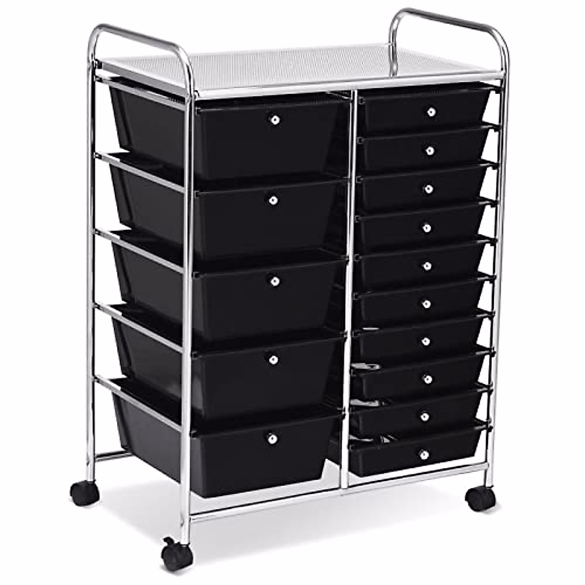 Recollections 15 Drawer Rolling Organizer Cart - Universal Rolling Cart and Organizer with Drawers for Office Multi-Use Storage (Black)