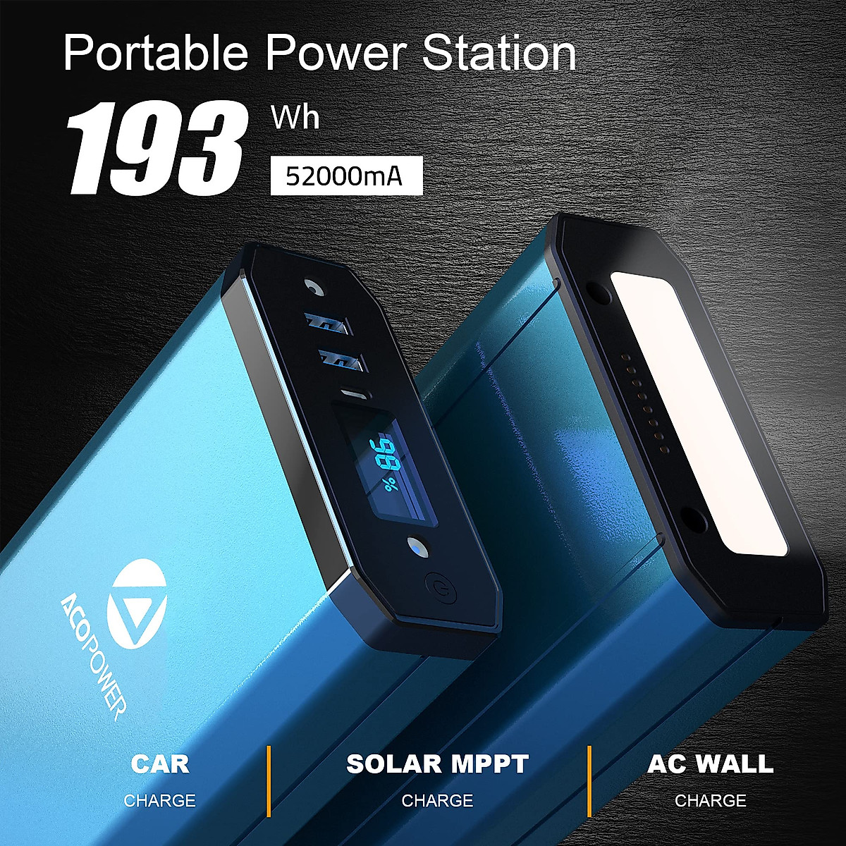 ACOPOWER 193Wh 52000mA Battery, Multi-Function Power Bank for LiONCooler Pro Solar Fridge Freezer P30/40/50, Build in an LED Flashlight (X230 Battery)