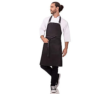 Chef Works Unisex Boulder Bib Apron, Purple Black, One Size