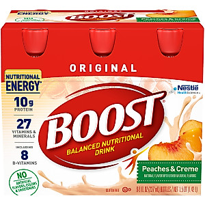 Boost Original Nutritional Energy Balanced Nutritional Drink (6 Count (Pack of 2), Peaches & Creme)