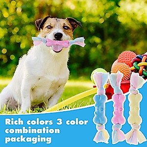 cobee 3 Pack Puppy Teething Chew Toys, Cute Dog Face Teething Chew Toy with Interactive Cotton Ropes for Dogs Oral Teeth Sotthe Itching(Pink, Blue, Yellow)