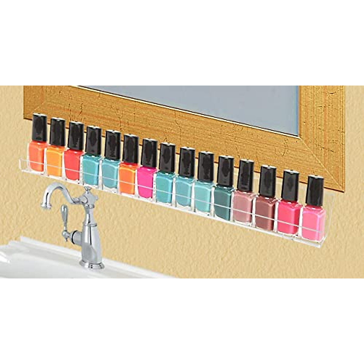 Marketing Holders Wall Shelf 15" Long Nail Polish Clear Display Rack Premium Acrylic Narrow Shelves