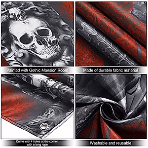 Sumind Halloween Gothic Backdrop Decoration Halloween Photography Background Gothic Mansion Room Scene Setters Banner Halloween Haunted House Party Decoration 72.8 x 43.3 Inch