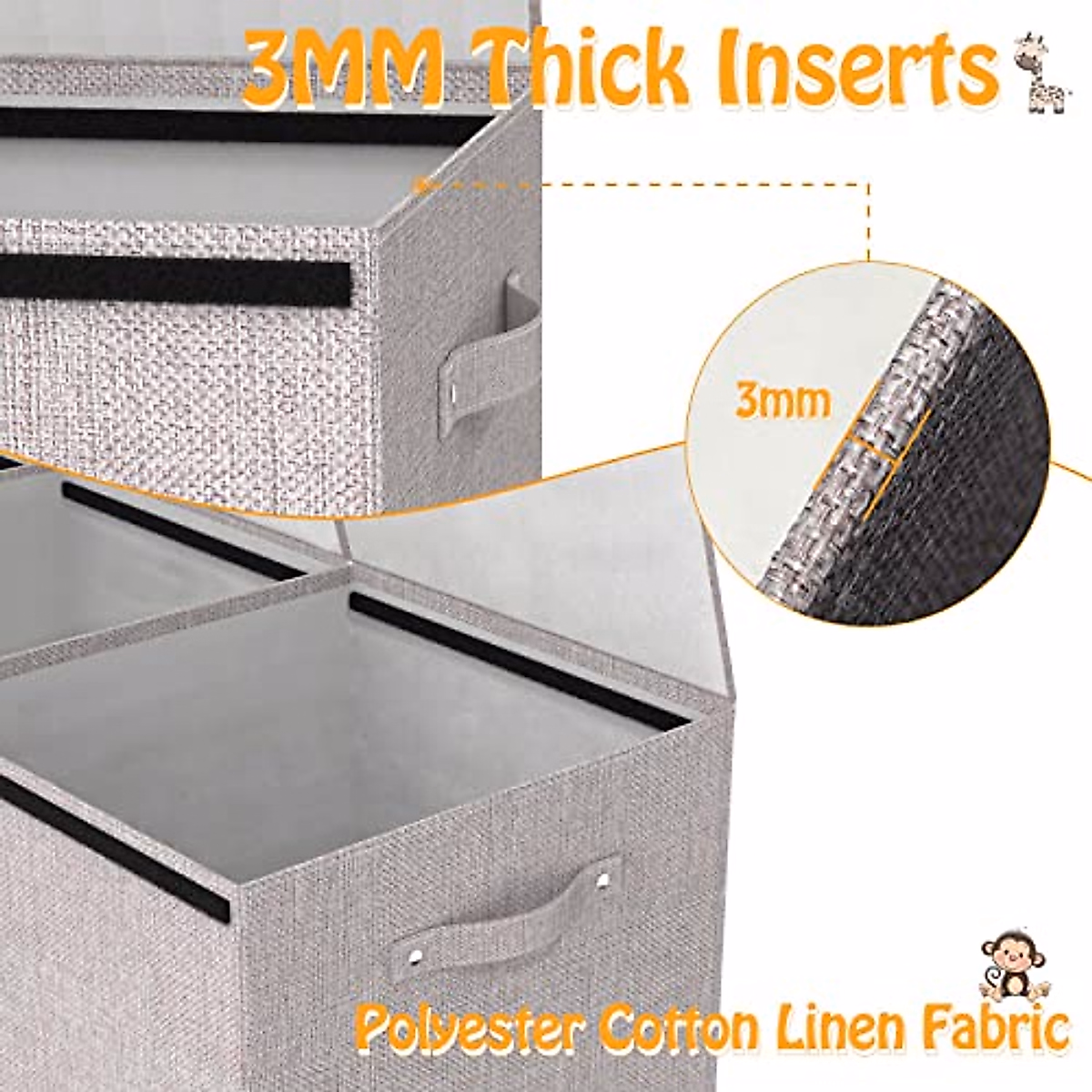 pasanba Large Toy Box, Collapsible Large Toy Chest for Kids with Lid and Handles, Toy Storage Organizer for Boys, Girls, Nursery, Play Room, Bedroom, 40.2 * 15.7 * 13.9 In,150L(Grey)