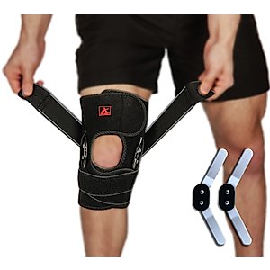 Hinged Knee Brace Support with Strap & Side Patella Stabilizers for Protection & Pain Relief for Arthritis, Meniscus Tear, ACL, MCL - Sports Compression Wrap for Running & Recovery - Men & Women (XL)