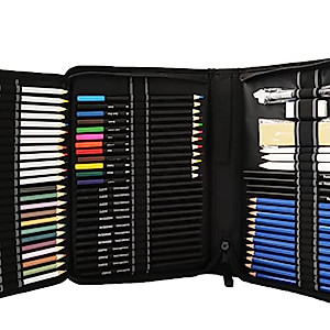 Pssopp Drawing Sketching Pencils Set 71Pcs Artist Colouring Pencils Sketching Set Art Supplies Art Kit for Artist Beginners Kids Adults