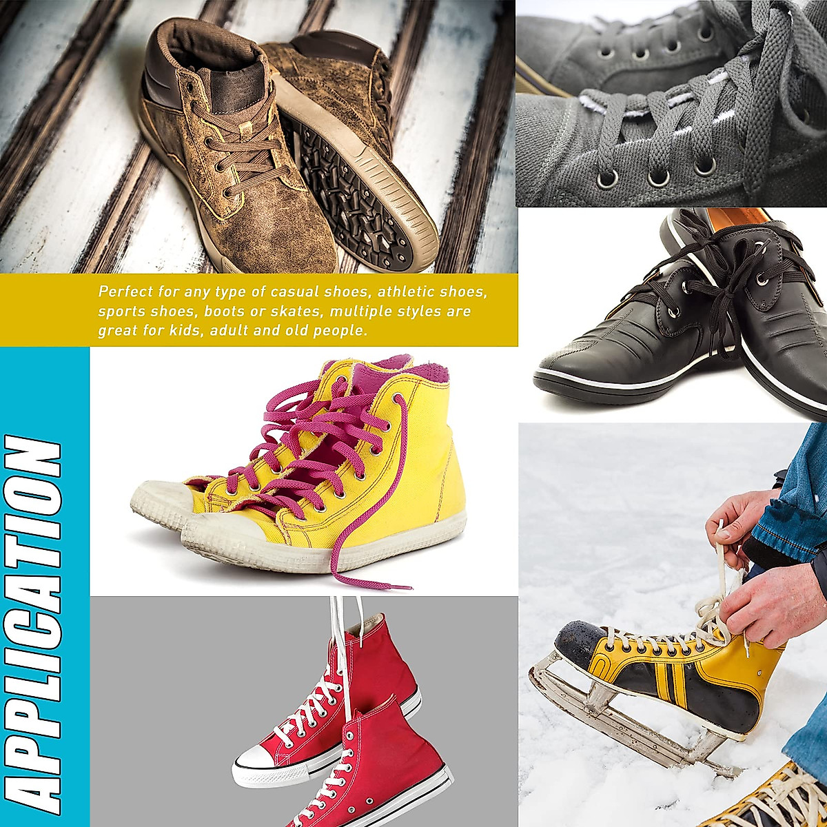 ISUSSER 30 Pairs Flat Colored Shoe Laces, 31" 40" 47" 54" Athletic Shoelaces 30 Colors Shoe Strings for Sneakers Boots Skate Shoes Sport Shoes