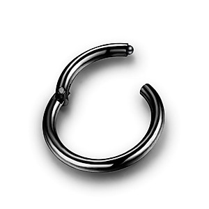 3Pairs Stainless Steel 16G Sleeper Earrings Septum Hinged Clicker Nose Lip Ring Helix Daith Cartilage Tragus Piercings Jewelry 6/8/10mm (Black)