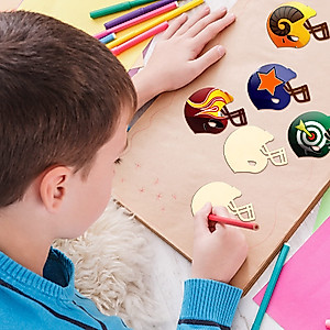 Yookeer Wood Football Crafts Unfinished Football Hockey Helmet Wood Cutout Helmet for Painting DIY Crafts Door Hanger Sports Themed Party Home Decoration(32 Piece)