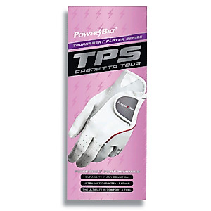 Powerbilt TPS Cabretta Tour Golf Glove for Women, Left Hand, Small, White (for Right-Handed Golfer)