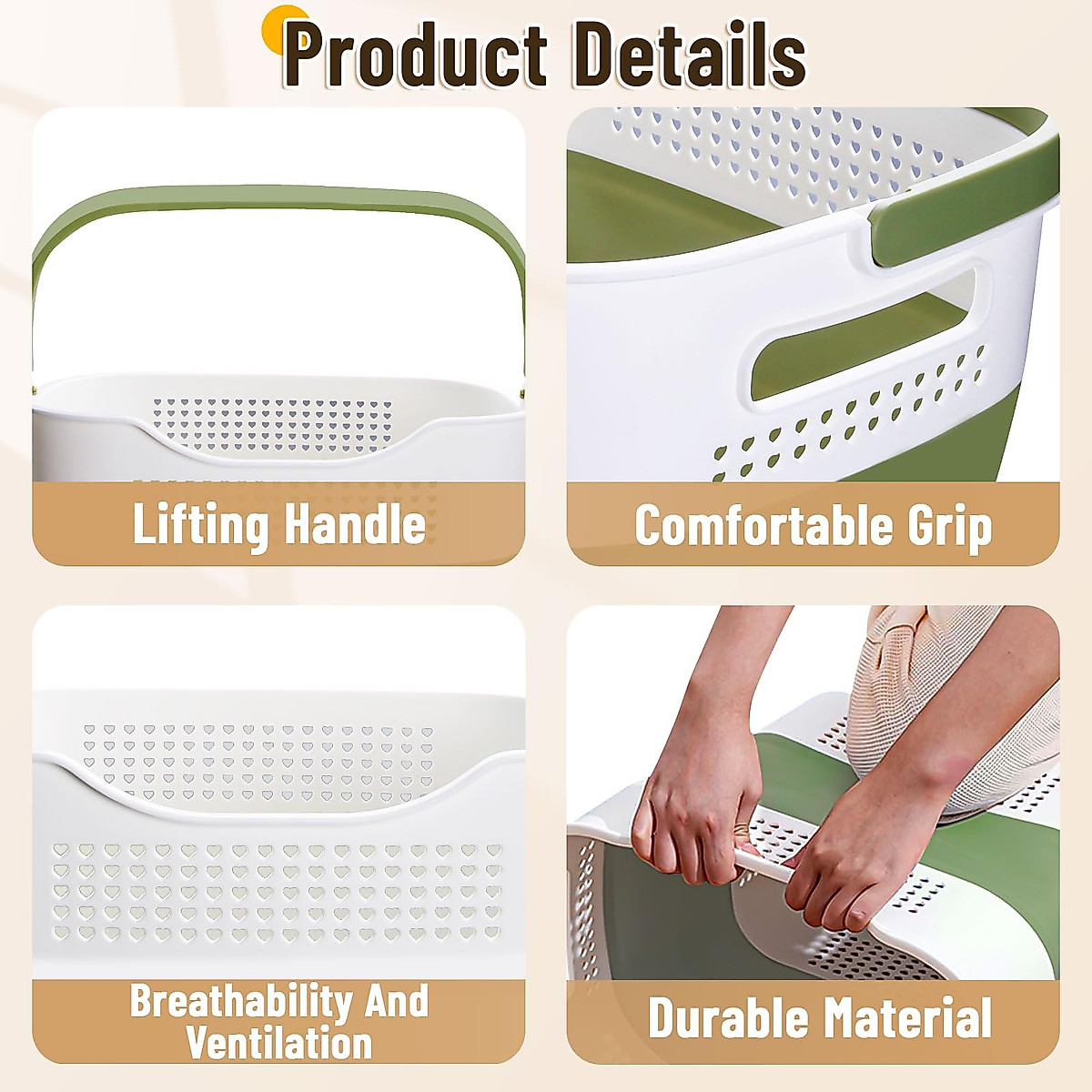 35L Collapsible Laundry Baskets Plastic with Handles,Removable Pop Up Storage Container,75L Clothes Laundry Hamper-Foldable Laundry Basket 0rganizer