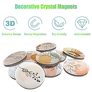 12Pcs Glass Refrigerator Magnets, Strong Magnetic Fridge Magnets, Line Drawing Crystal Fridge Magnets Decorative for Kitchen, School, Office Whiteboard, Cabinet and Dishwasher