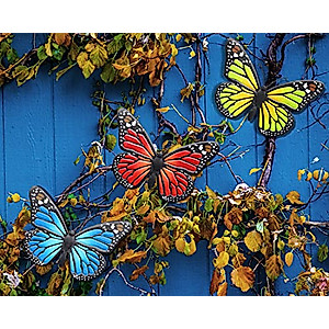 Daogtc Metal Butterfly Wall Art Decor-9.8 inches Butterfly Hanging Decoration for outdoor indoor, Decorate Home Garden Farmhouse Yard Patio Fence Living Room Bedroom(3Pcs)