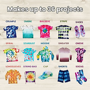 Hapinest Tie Dye Kit for Kids Age 8-12 & Up Girls Boys Teens, Clothing Shirt Fabric Dye Arts and Crafts Gifts Party Supplies, Kids Tie Dye Kit for Large Group, 18 Pre-Filled Bottles w/14 Colors